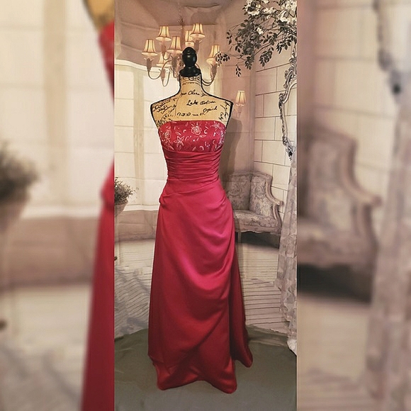 Alexia Designs | Dresses | Alexia Designs Claret Satin Formal Gown 2 ...